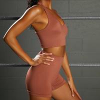 China 2022 Summer Sleeveless Lady 4 colors Customize Logo 2 Piece sports Set Crop top and ride pants yoga wear for sale
