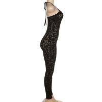 China In stock Night Club Women lace-up Black Mesh yarn Tight Jumpsuit fitness Rompers two pieces Yoga set Training Wear for sale