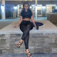 China Wholesale Custom sexy Style Tight short vest Hole  Fitness two-piece Outfit  women Sport Yoga Training Wear for sale