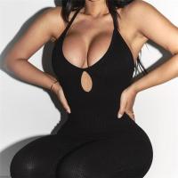China Summer new solid color hollow slim fit sleeveless sportswear high waist Gym Fitness Sets hip lift sexy jumpsuit women bodysuit for sale