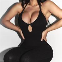 China Summer new solid color hollow slim fit sleeveless sportswear high waist Gym Fitness Sets hip lift sexy jumpsuit women bodysuit for sale