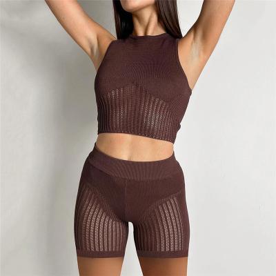 China 2022 new design Gym Fitness Workout Seamless Sports vest and short Leggings two-piece Yoga Set Sport Wear Training Wear for sale