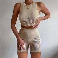 China 2022 new design Gym Fitness Workout Seamless Sports vest and short Leggings two-piece Yoga Set Sport Wear Training Wear for sale