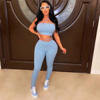 China Women High Waisted 2 Piece Yoga set Seamless Sexy Workout clothes Customized logo sports bra Fitness Yoga Wear for sale