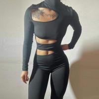 China New design new sexy hollow high waist yoga tracksuits tight sports fitness lady jumpsuit fashion women's pants trousers for sale