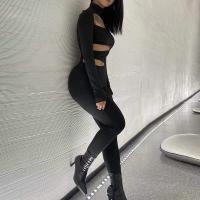 China New design new sexy hollow high waist yoga tracksuits tight sports fitness lady jumpsuit fashion women's pants trousers for sale