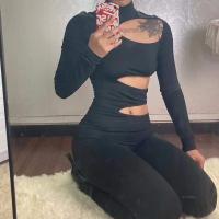 China New design new sexy hollow high waist yoga tracksuits tight sports fitness lady jumpsuit fashion women's pants trousers for sale