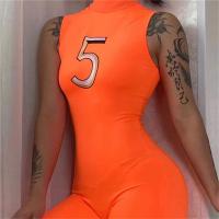 China Summer women sportswear new fashion embroidered tight sleeveless yoga clothing high waist pants casual sports lady jumpsuit for sale
