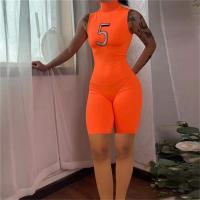 China Summer women sportswear new fashion embroidered tight sleeveless yoga clothing high waist pants casual sports lady jumpsuit for sale