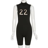China Summer women sportswear new fashion embroidered tight sleeveless yoga clothing high waist pants casual sports lady jumpsuit for sale