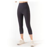 China 2021 summer women's cropped pants stretch sports high waist hip hip breathable nude feel fitness yoga pants for sale