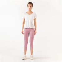 China 2021 summer European and American style new women's two-piece yoga suit sports loose tops breathable Hip lift fitness pants for sale