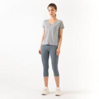 China 2021 summer European and American style new women's two-piece yoga suit sports loose tops breathable Hip lift fitness pants for sale