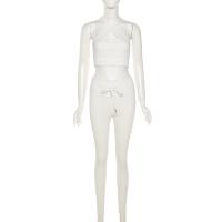 China 2021 summer new women's yoga suit solid color sexy suspenders crossover two pieces vest and tight trousers set for sale