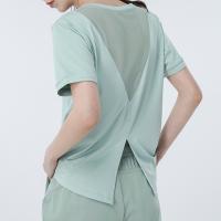 China 2021 new ladies net yarn stitching sportswear loose comfortable breathable and quick-drying running sports yoga top for sale