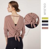 China 2021 Women's new fashion solid color beauty back slit yoga top long sleeve quick dry sports running fitness clothes for sale