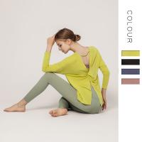 China 2021 Women's new fashion solid color beauty back slit yoga top long sleeve quick dry sports running fitness clothes for sale