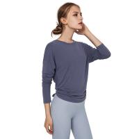 China 2021 Women's new fashion solid color beauty back slit yoga top long sleeve quick dry sports running fitness clothes for sale