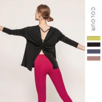China 2021 Women's new fashion solid color beauty back slit yoga top long sleeve quick dry sports running fitness clothes for sale