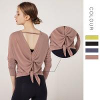 China 2021 Women's new fashion solid color beauty back slit yoga top long sleeve quick dry sports running fitness clothes for sale