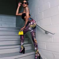 China 2021 summer women new fashion pants colorful printed high waist tight lift the hips casual sports pantyhose for sale