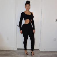 China New the autumn women long sleeve gym wear high waist and sexy butt filt hollowed-out tight yoga set sport jumpsuits for sale
