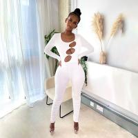 China new the autumn women long sleeve gym wear high waist and sexy hollowed-out tight sportswear one piece casual jumpsuits for sale