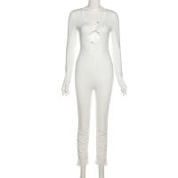 China new the autumn women long sleeve gym wear high waist and sexy hollowed-out tight sportswear one piece casual jumpsuits for sale