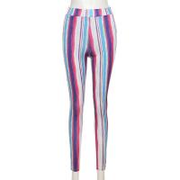 China New autumn women high waist fashion printed gym wear  butt Lift tight yoga Pants Women colorful stripe leisure trouser for sale