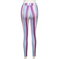 China New autumn women high waist fashion printed gym wear  butt Lift tight yoga Pants Women colorful stripe leisure trouser for sale