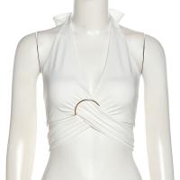 China 2021 autumn women's new sexy hollow out soild color deep-v vest halter neck slim streetwear Three ways to wear the tops for sale