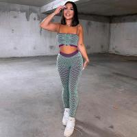 China New the autumn women fashion printed condole belt tight top sportswear high waist long pants Women leisure gym set for sale
