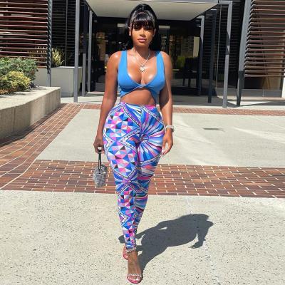 China 2021 women fashion colorful printed high waist gym pants butt Lift tight sport trouser Women yoga pants for sale