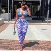 China 2021 women fashion colorful printed high waist gym pants butt Lift tight sport trouser Women yoga pants for sale