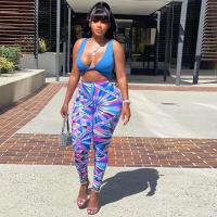 China 2021 women fashion colorful printed high waist gym pants butt Lift tight sport trouser Women yoga pants for sale