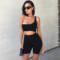 China summer new women  sexy openwork slim rompers ladies fashion  bodysuit one shoulder jumpsuit sport suit ems for sale