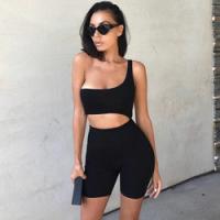 China summer new women  sexy openwork slim rompers ladies fashion  bodysuit one shoulder jumpsuit sport suit ems for sale