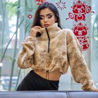 China 2021 winter ladies sports sexy crop tops Draw string short coat stand collar pullover slim leisure clothing warm streetwear for sale