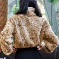 China 2021 winter ladies sports sexy crop tops Draw string short coat stand collar pullover slim leisure clothing warm streetwear for sale