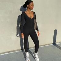 China Women autumn fitness clothes sexy low collar long sleeve sport set high waist butt lift gym tight Jumpsuits for sale