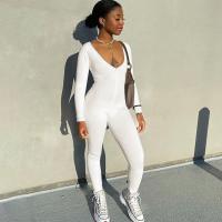 China Women autumn fitness clothes sexy low collar long sleeve sport set high waist butt lift gym tight Jumpsuits for sale
