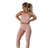 China 2021 summer new thread breathable women's solid color sportswear high waist yoga set two pieces tight sport suit ems for sale