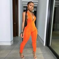 China High Fashion Deep-V Neck Women Bodycon One Piece Women Jumpsuit Sexy sportswear women yoga sport suit ems for sale