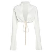 China 2020 new autumn Lace Up Hollow Out Hooded coat For Women Solid color Loose Long Sleeve Hoodies Casual Street wear Lady crop Tops for sale