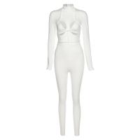 China Hot Sell Long Sleeve yoga set Hollow Out Bandage Streetwear Sexy fitness clothes Tight Jumpsuit yoga fitness wear for sale