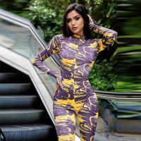 China Wholesale Custom 2021 Autumn Female New Fashion Yoga Sets Print High Waist Hip Lifting Tight Outdoor Sport Jumpsuits for sale