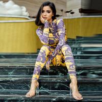 China Wholesale Custom 2021 Autumn Female New Fashion Yoga Sets Print High Waist Hip Lifting Tight Outdoor Sport Jumpsuits for sale