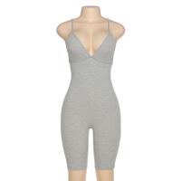 China women strapless sports set skinny yoga set bodysuit solid color backless fitness clothing deep V-collar  jumpsuit for sale
