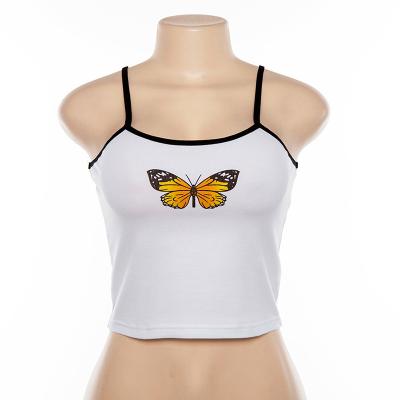 China new fashion tie-dye color butterfly printed  slim crop top women summer tank for sale
