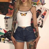 China new fashion tie-dye color butterfly printed  slim crop top women summer tank for sale